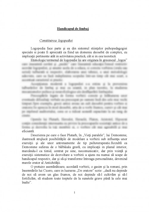 Referat: Handicapul de Limbaj (#349132)