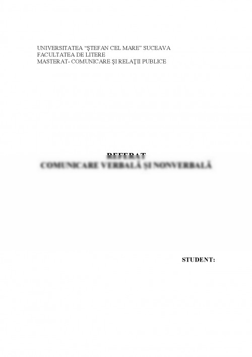 Referat: Comunicare Verbală și Nonverbală (#350255)