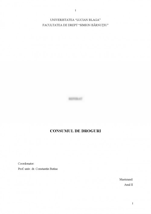 Referat: Consumul de Droguri (#350806)