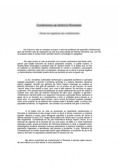 Referat: Creștinismul pe teritoriul României (#352534)