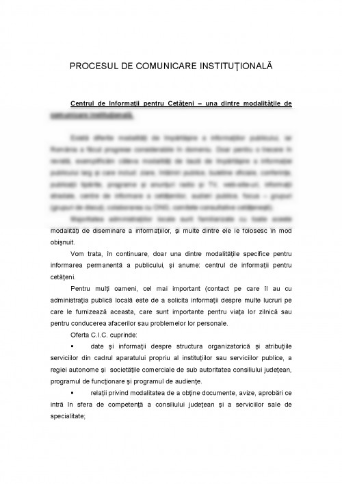 Referat: Procesul de Comunicare Instituțională (#352762)