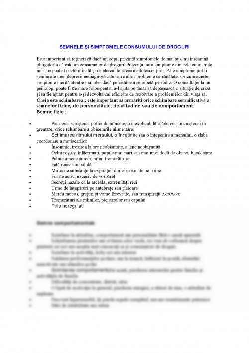 Referat: Semnele și Simptomele Consumului de Droguri (#352824)