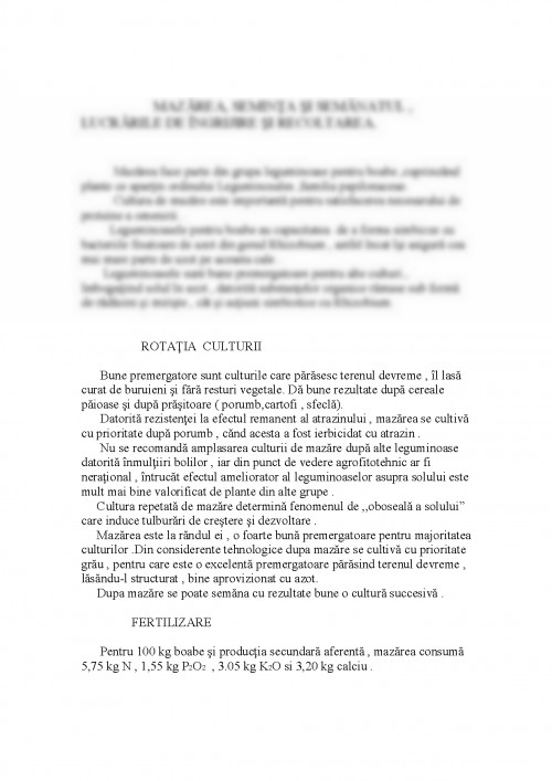 Referat: Mazărea, semința și semănatul, lucrările de îngrijire și ...
