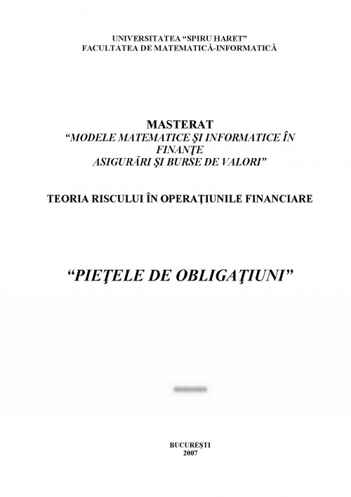 Referat: Piețele de Obligațiuni (#353054)