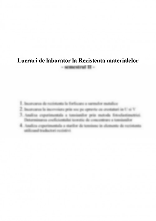 Laborator: Lucrări de laborator la Rezistența Materialelor (#353473)