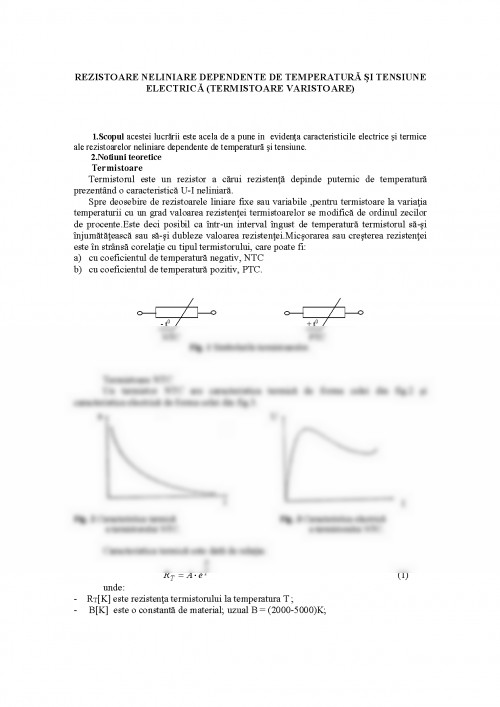 Laborator: Rezistoare neliniare dependente de temperatură și tensiune ...
