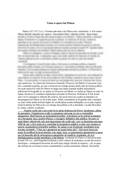 Referat: Viața și opera lui Platon (#355153)