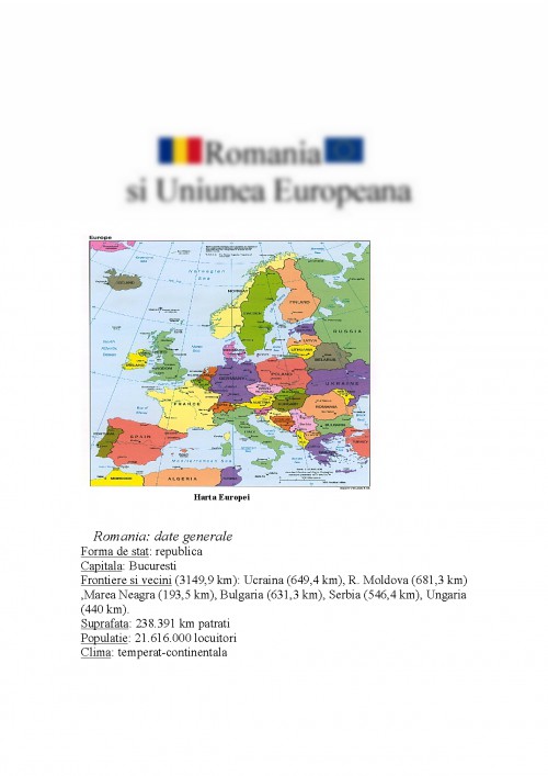 Referat: România și Uniunea Europeană (#355352)