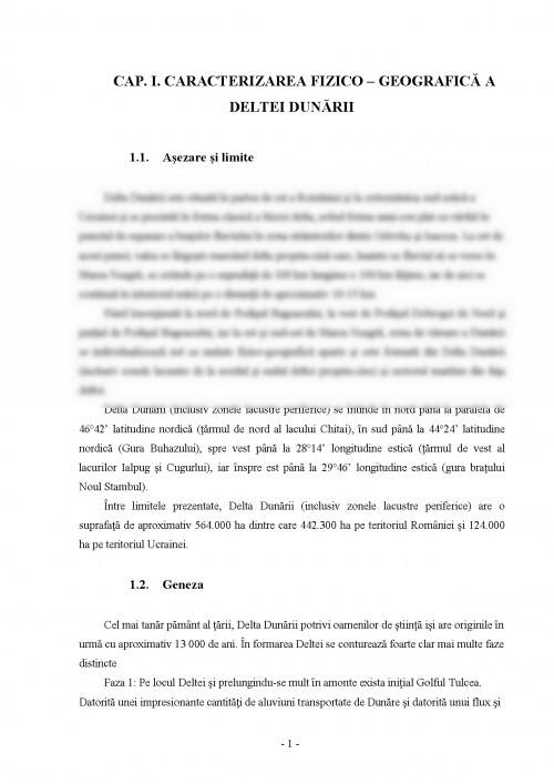 Referat: Caracterizarea fizico-geografică a Deltei Dunării (#355575)