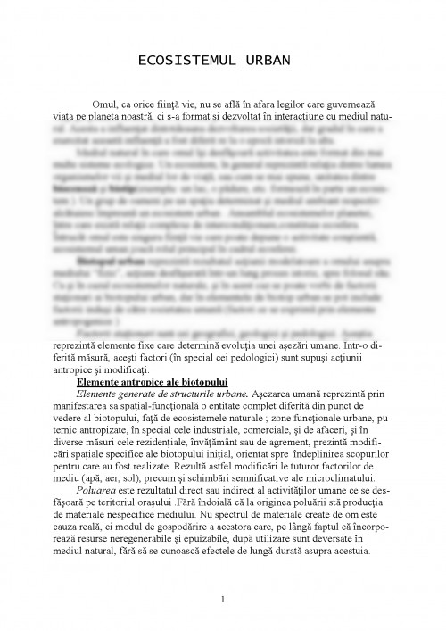 Referat: Ecosistemul Urban (#356710)