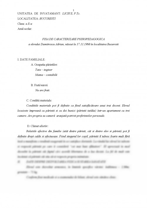 Referat: Fișă de caracterizare elev (#356935)