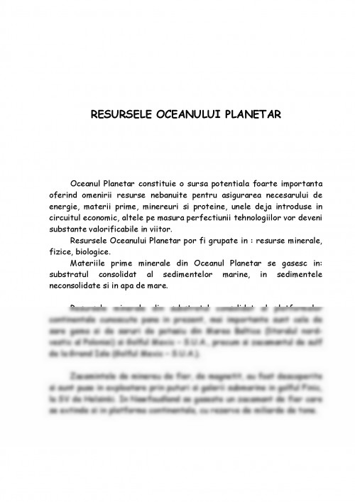Referat: Resursele Oceanului Planetar (#357269)