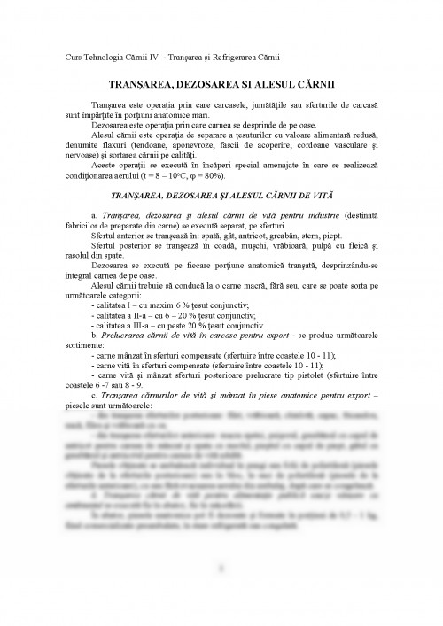 Curs: Transarea, dezosarea și alesul cărnii (#357438)
