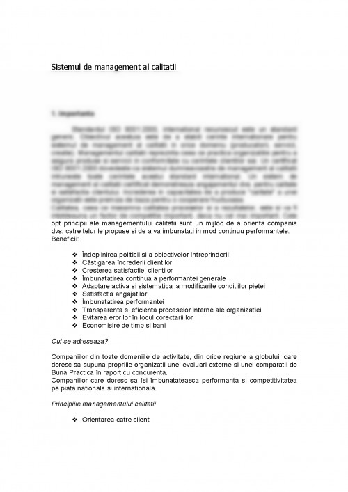 Referat: Sistemul de management al calității (#357999)