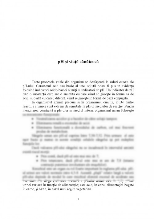 Referat: PH și viața sănătoasă (#358739)