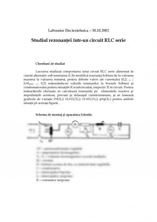 Laborator: Circuit RLC Serie (#359293)