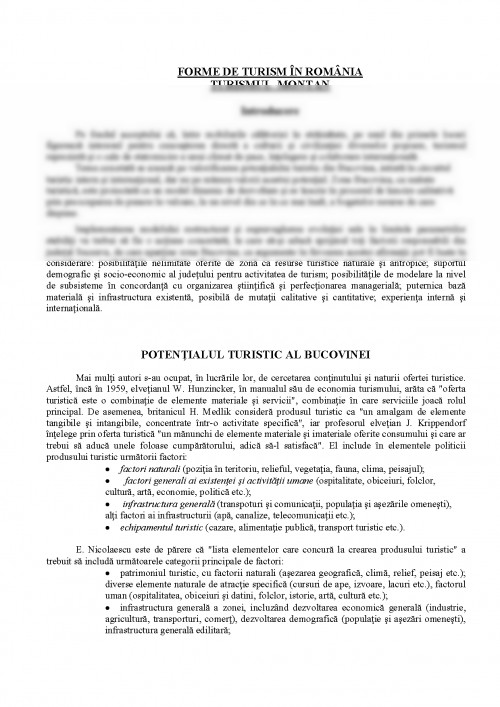 Referat: Forme de Turism în România - Turism Montan (#359506)