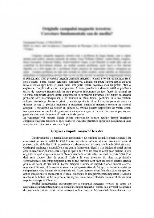 Referat: Originile câmpului magnetic terestru (#359800)