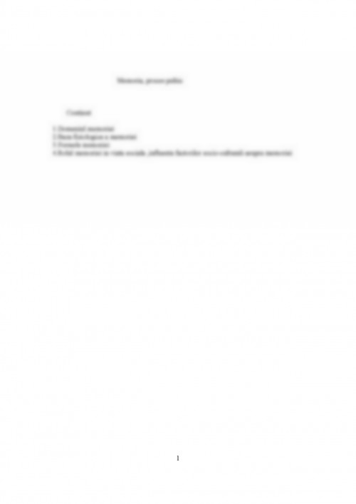 Referat: Memoria - Proces Psihic (#359877)