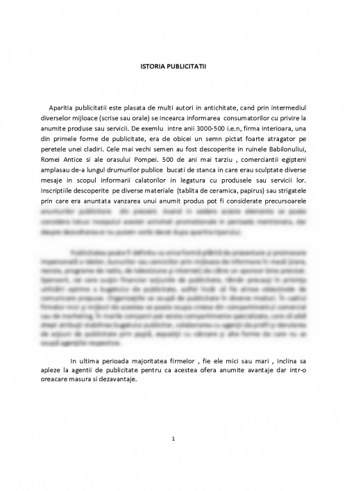 Referat: Despre Publicitate (#359927)
