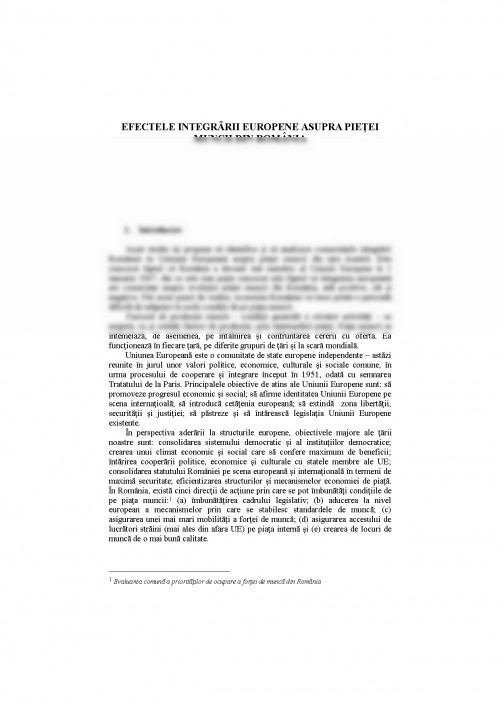 Referat: Efectele Integrării Europene asupra Pieței Muncii din România ... Referat: Efectele Integrării Europene asupra Pieței Muncii din România ...