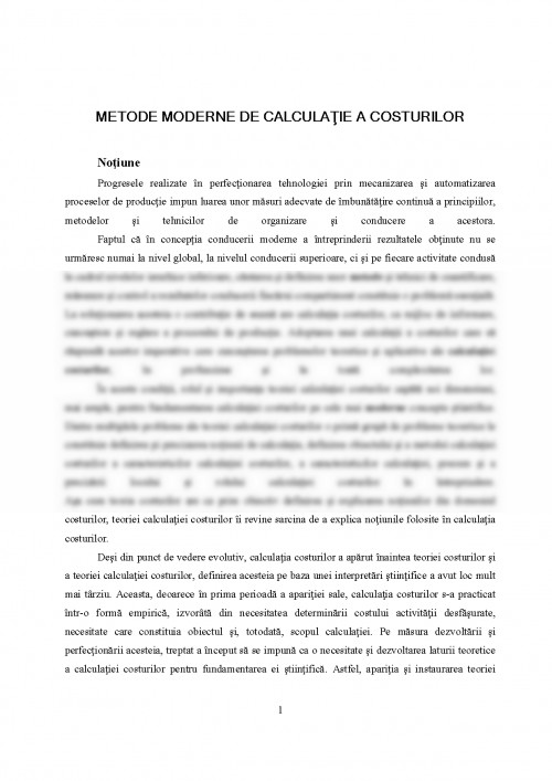 Referat: Metode Moderne de Calculație a Costurilor (#361012)