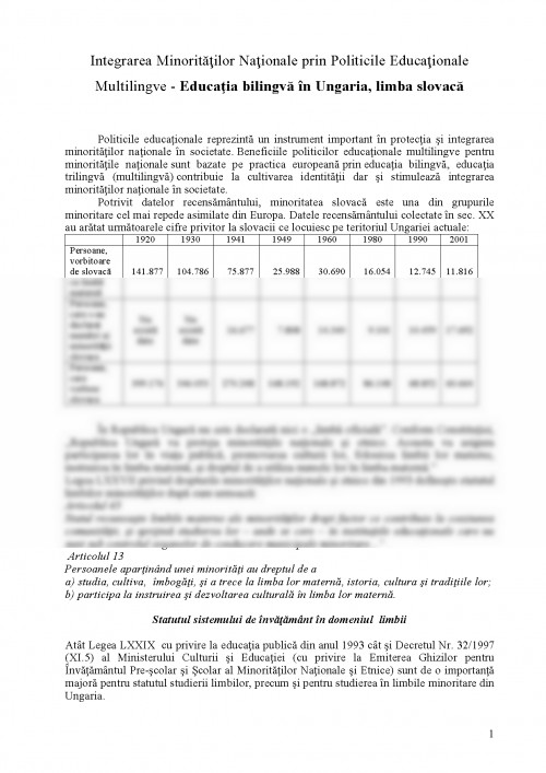 Referat: Integrarea minorităților naționale prin politicile ...