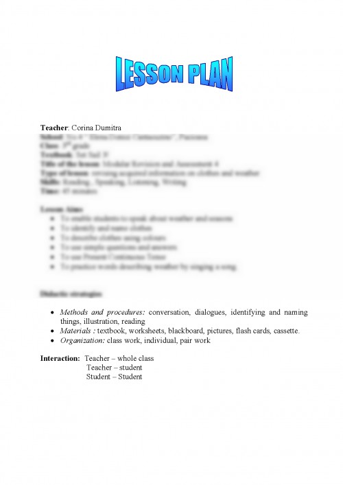 Referat: Lesson Plan - Modular Revision and Assessment (#361814)