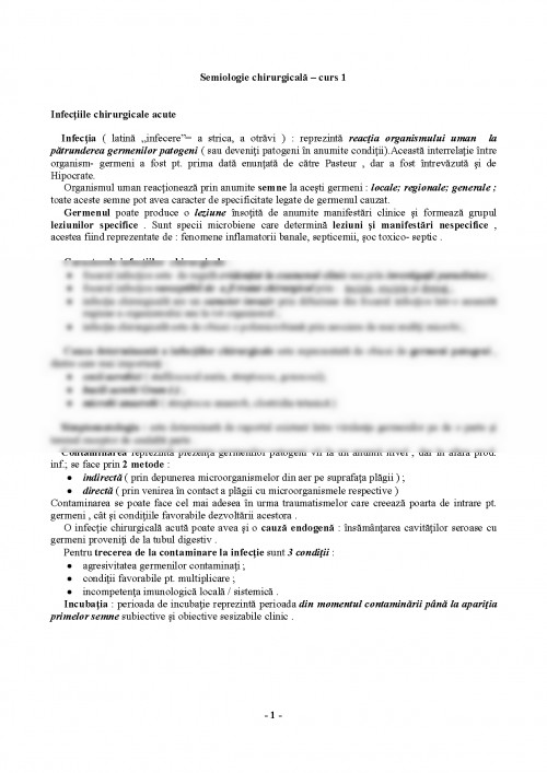 Curs: Semiologia infecțiilor chirurgicale - curs 1 (#362860)