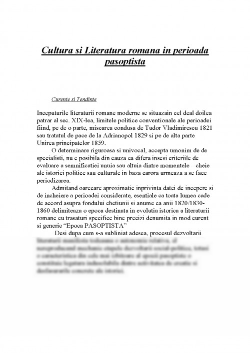 Referat: Cultura și literatura română în perioada pașoptistă (#363839)