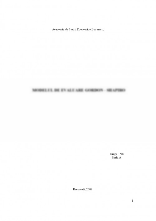 Referat: Modelul de Evaluare Gordon-Shapiro (#365353)