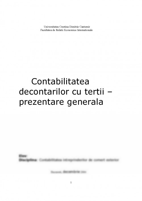 Referat: Contabilitatea decontărilor cu terții (#365676)