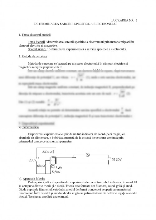 Laborator: Determinarea Sarcinii Specifice a Electronului (#365937)