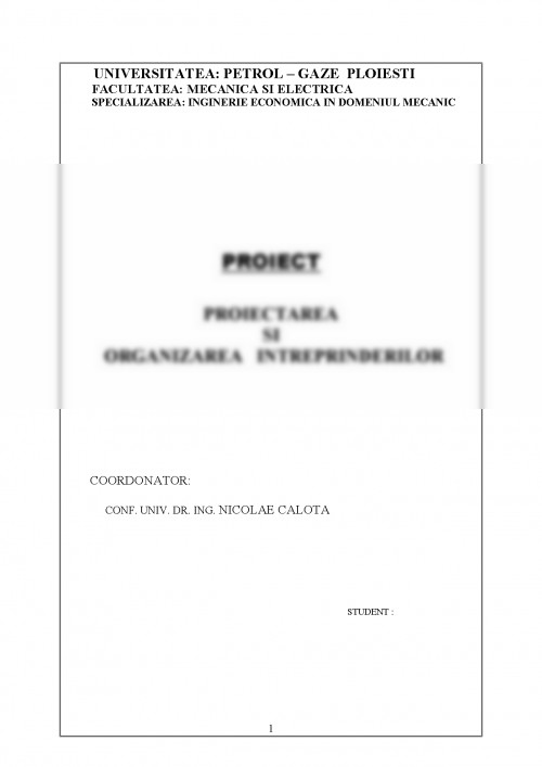 Referat: Proiectarea și organizarea întreprinderilor (#366223)