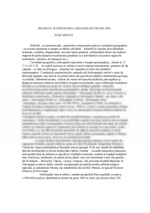 Referat: Relieful și fizionomia așezărilor umane din Subcarpați (#366781)