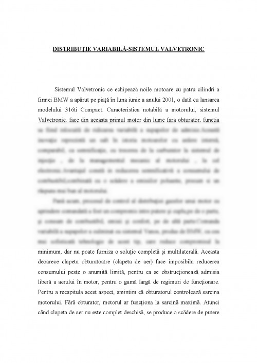 Referat: Distribuție variabilă - sistemul valvetronic (#367291)