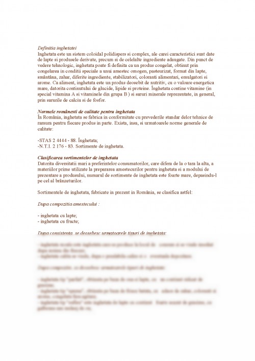 Referat: Procesul thnologic - înghețată (#368485)