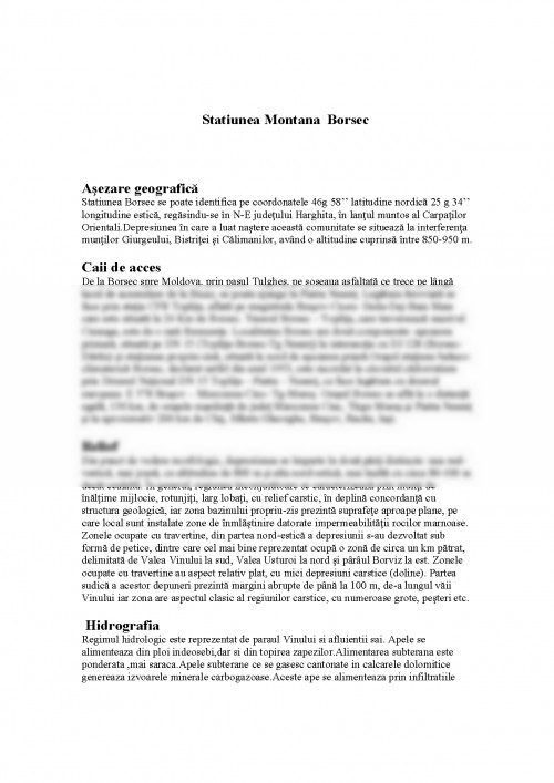 Referat: Stațiunea montană Borsec (#369852)