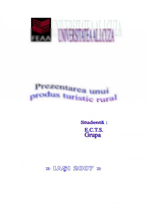 Referat: Prezentarea unui Produs Turistic Rural (#370459)