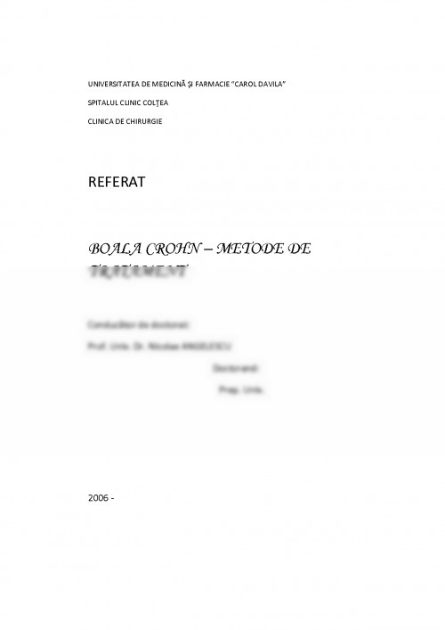 Referat: Boala Crohn - Metode de Tratament (#370912)