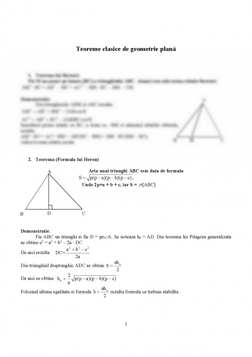 Referat: Teoreme clasice de geometrie plană (#371155)