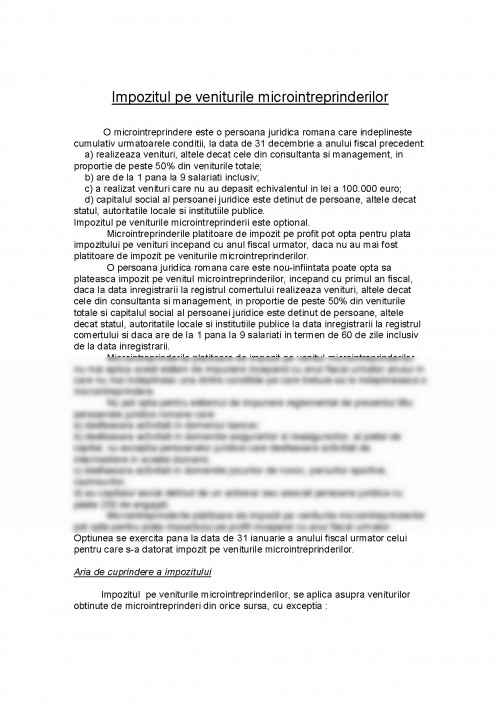 Referat: Impozitul pe Veniturile Microintreprinderilor (#372162)