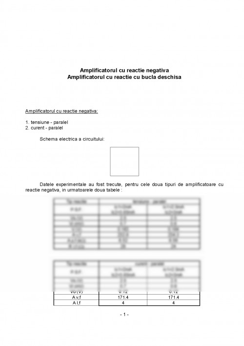 Laborator: Amplificatorul cu reacție negativă - amplificatorul cu ...
