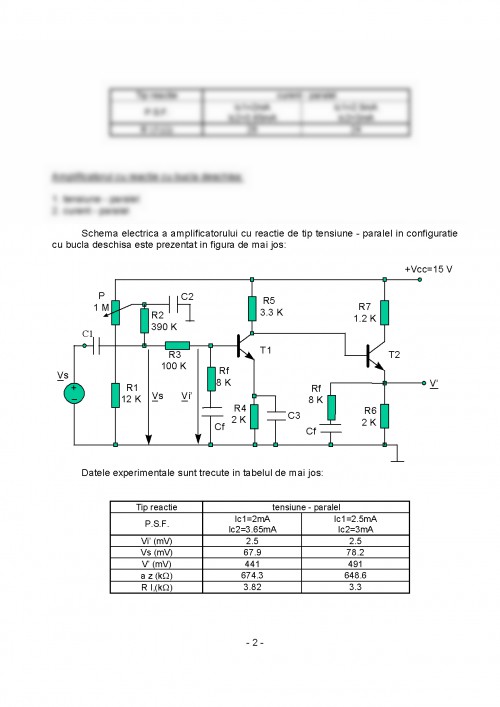 Laborator: Amplificatorul cu reacție negativă - amplificatorul cu ...