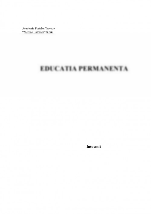 Referat: Educația permanentă (#372700)