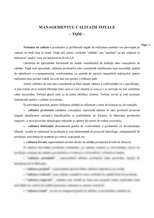 Referat: Managementul Calitații Totale (#373987)