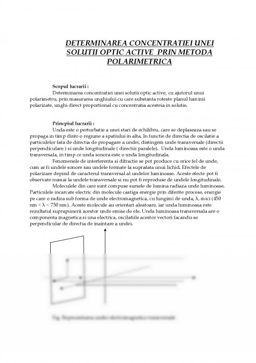 Referat: Determinare concentrației unei soluții optic active prin ...