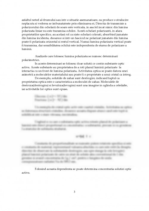 Referat: Determinare concentrației unei soluții optic active prin ...
