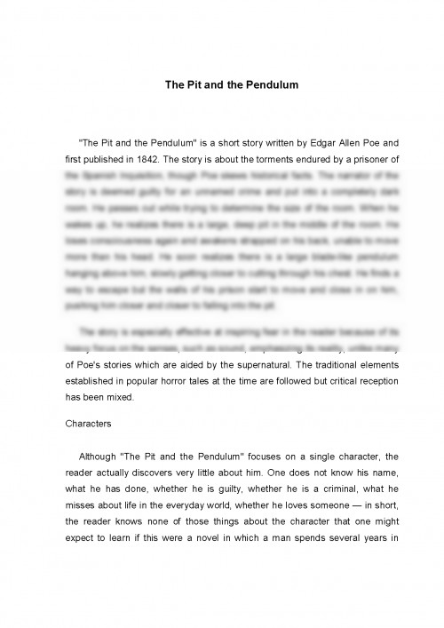 Referat: The pit and the pendum (#374316)