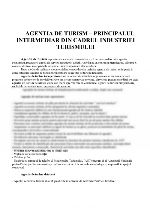 Referat: Înființarea agențiilor de turism și modalități de promovare a ...